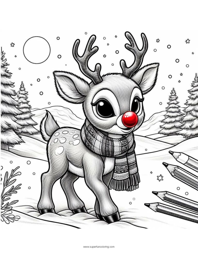 Rudolph the Red-Nosed Reindeer Coloring Page - Super Fun Coloring